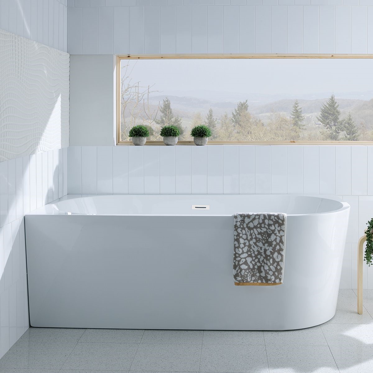 Barmouth Freestanding J Shape Bath 1700 x 800 Left Hand with Waste