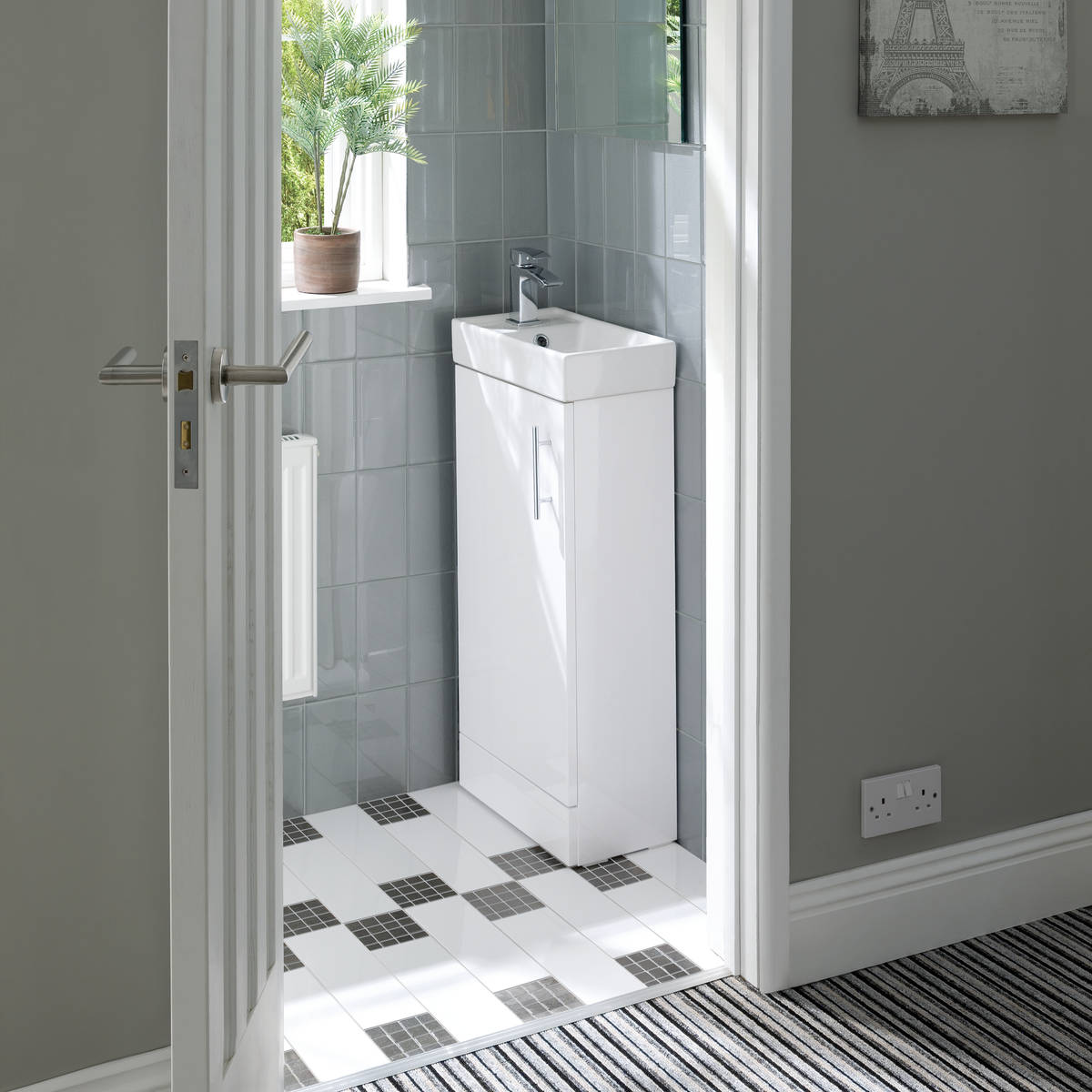 Bijou Floorstanding Vanity Unit & Basin White Gloss 400mm