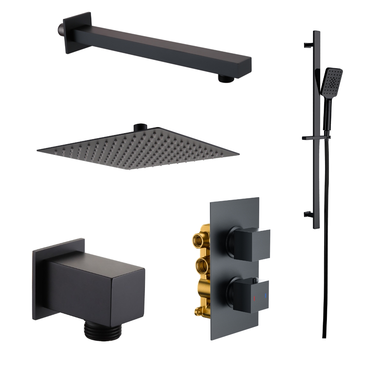 Cube Square Thermostatic Dual Function Concealed Shower Valve System ...