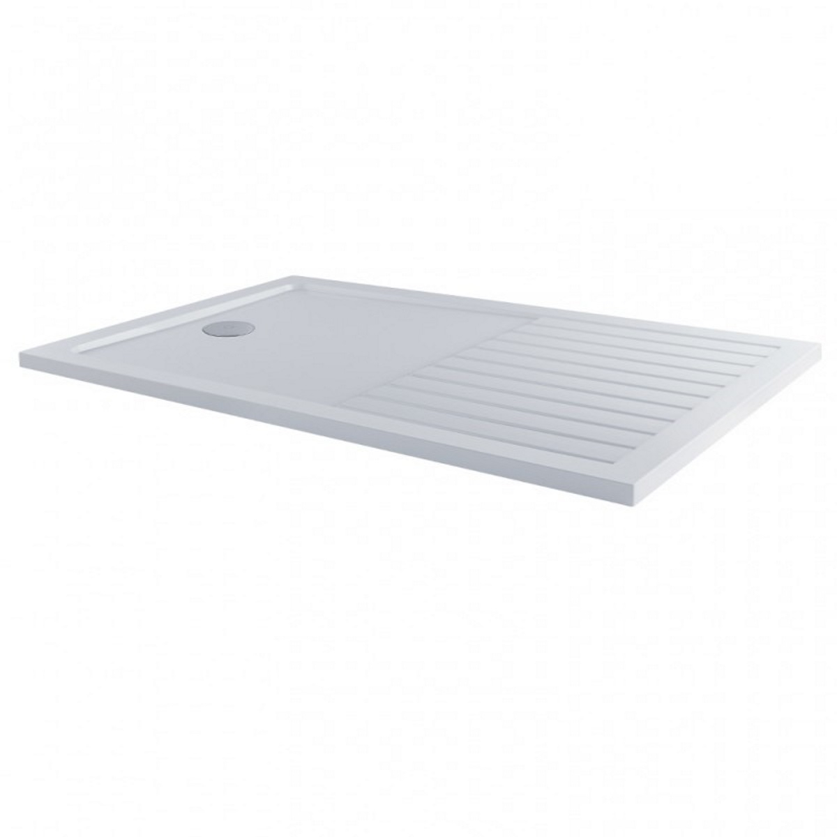 Elements Walk In Rectangular Shower Tray White with Drying Area 1600 x 800