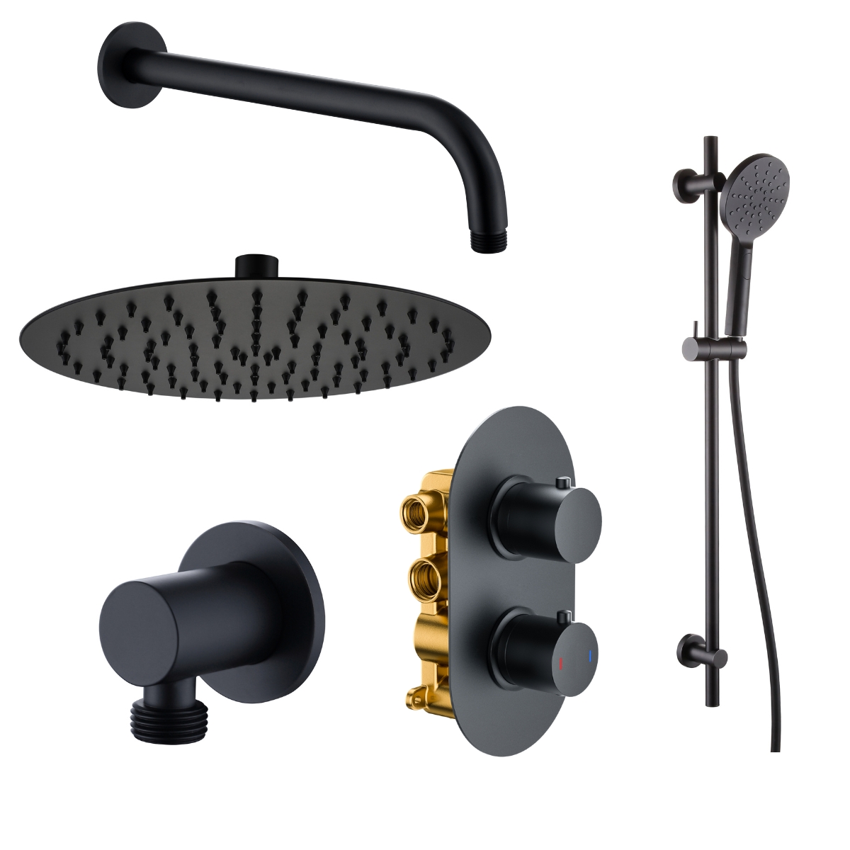 Globe Round Thermostatic Dual Function Concealed Shower Valve System ...