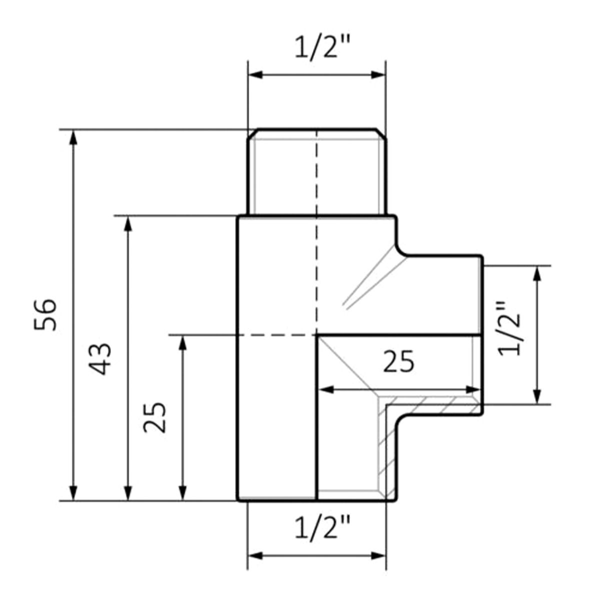 Radiator Element T‑Piece Gunmetal – Dual Fuel Heated Towel Rail Fitting