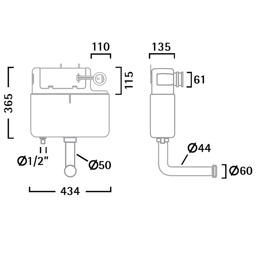 Tide | Dual Flush | Slimline Concealed Cistern