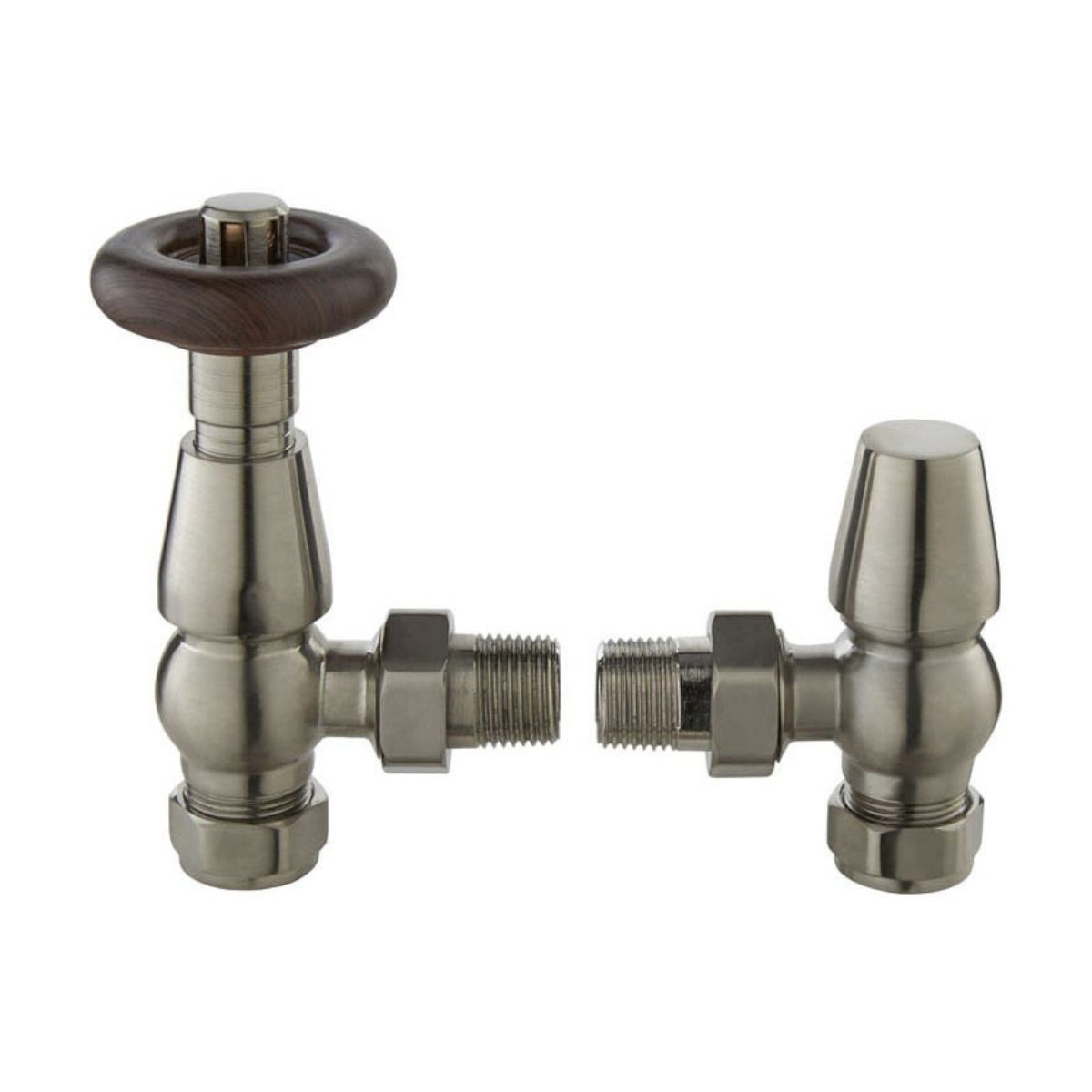 Chelsea Nickel Thermostatic Angled Radiator Valves (Pair) – Traditional ...