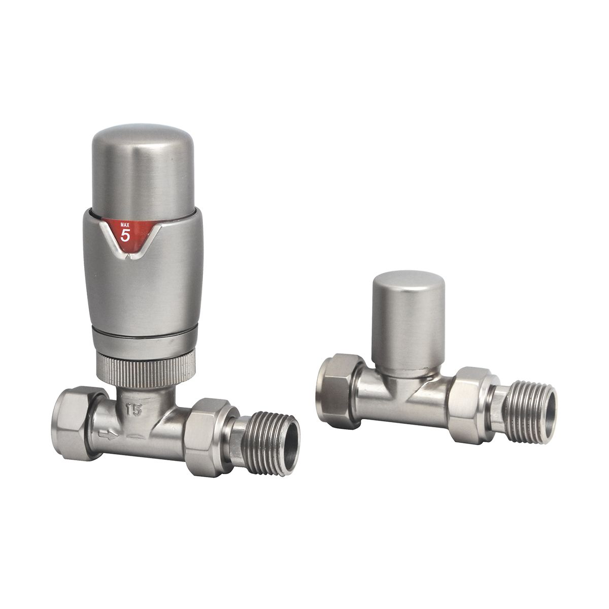 Thermostatic Round Straight Radiator Valves Nickel (Pair) – TRV ...