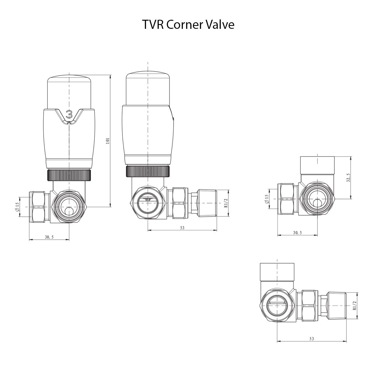 Anthracite Thermostatic Round Corner Radiator Valves (Pair) – TRV ...