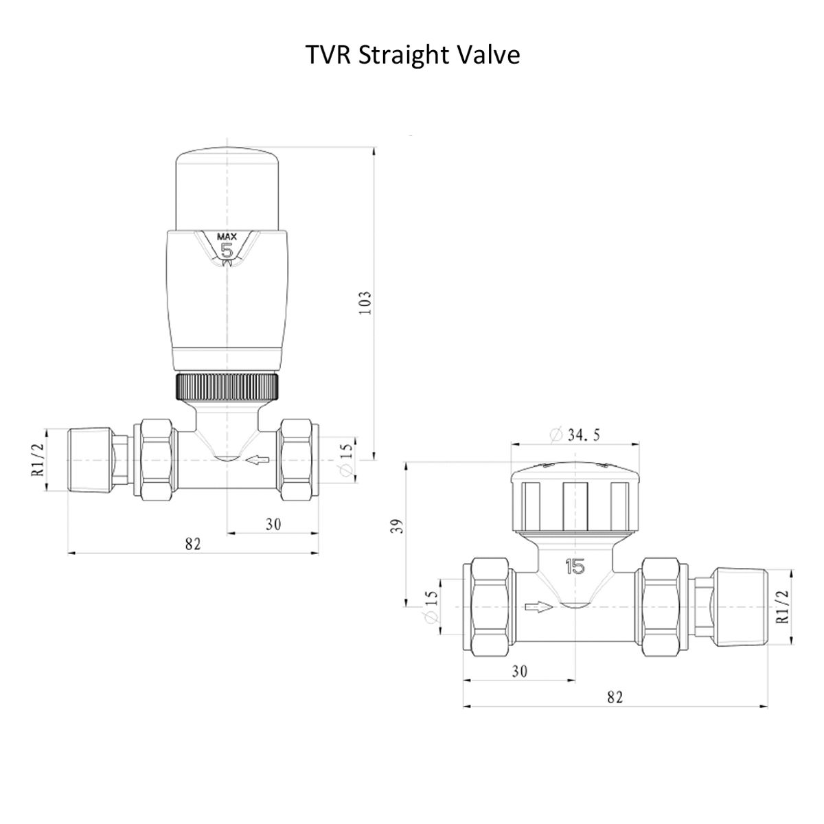 Thermostatic Round Straight Radiator Valves Brushed Brass (Pair) – TRV ...