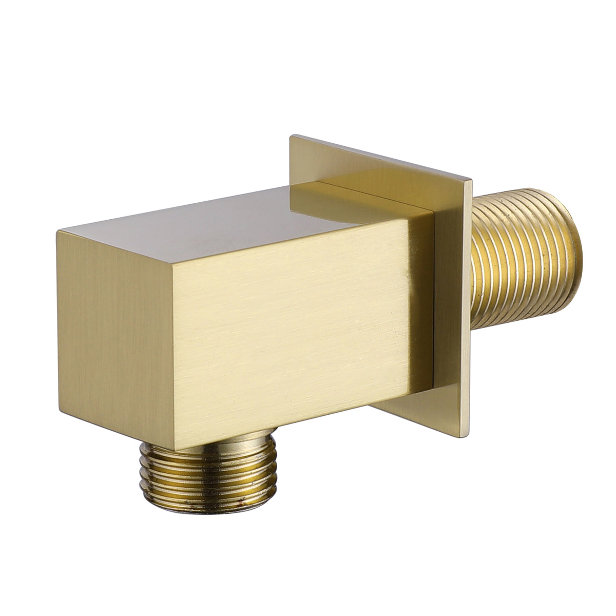 Cube Wall Outlet Elbow Brushed Brass